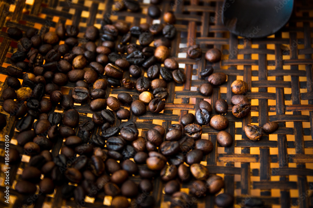 Winnowing a coffee beans by using traditional winnow. Stock Photo ...