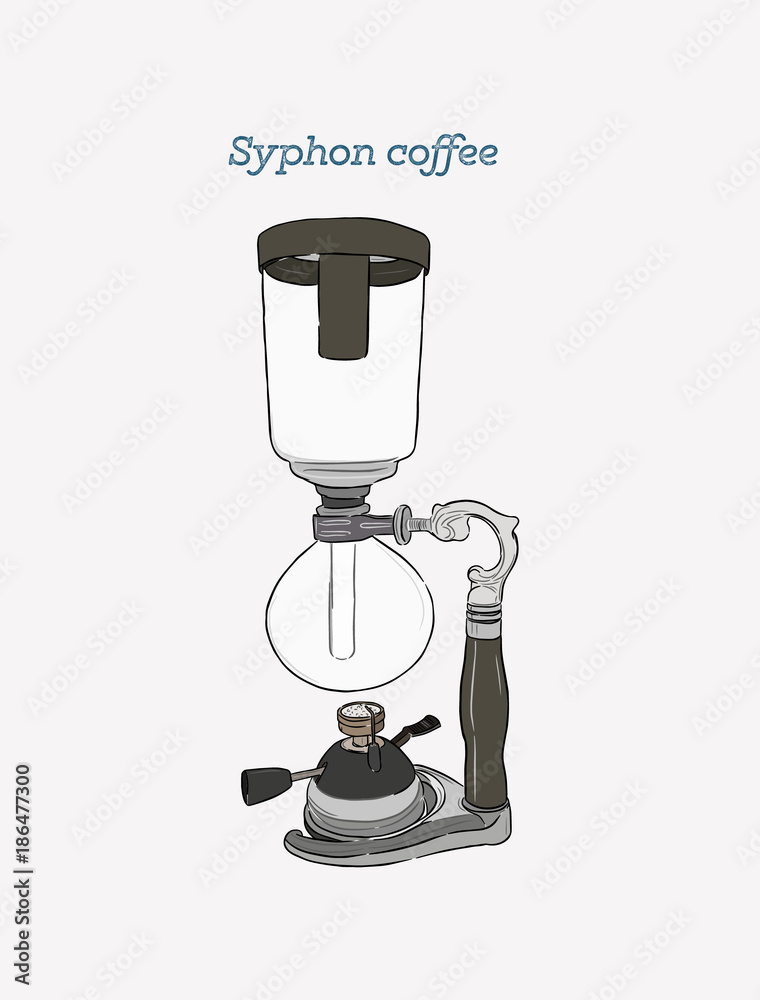 Vector Syphon illustration. Hand sketch for alternative coffee brewing ...