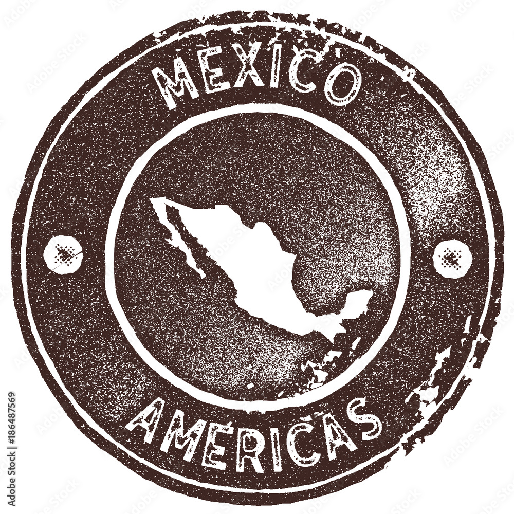 Mexico map vintage stamp. Retro style handmade label, badge or element ...