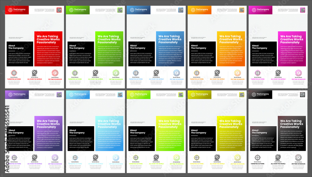 a bundle of 10 color a style of flyer template design, modern template ...