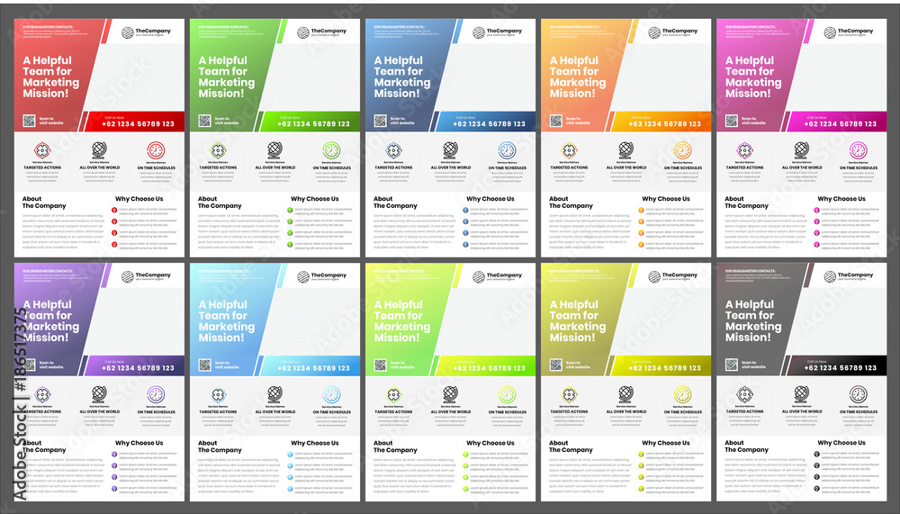 a bundle of 10 color a style of flyer template design, modern template ...