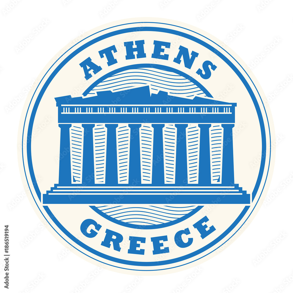 Stamp or label with words Athens, Greece Stock Vector | Adobe Stock