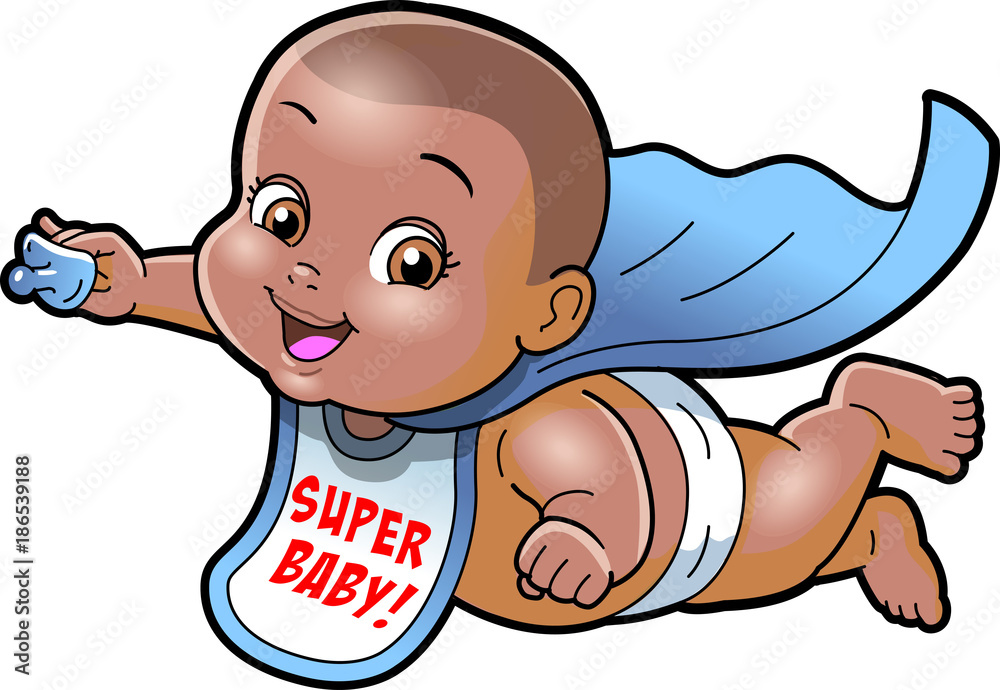 Super Baby AFRICAN AMERICAN cartoon clipart vector.ai Stock ...