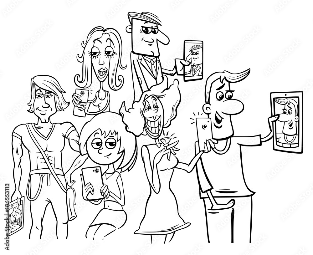 cartoon people doing selfie photos Stock Vector | Adobe Stock
