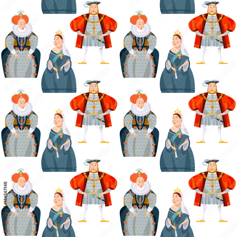 History of England. Queen Elizabeth I, King Henry VIII, Queen Victoria ...