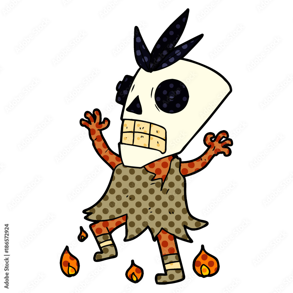 cartoon cannibal shaman Stock Vector | Adobe Stock