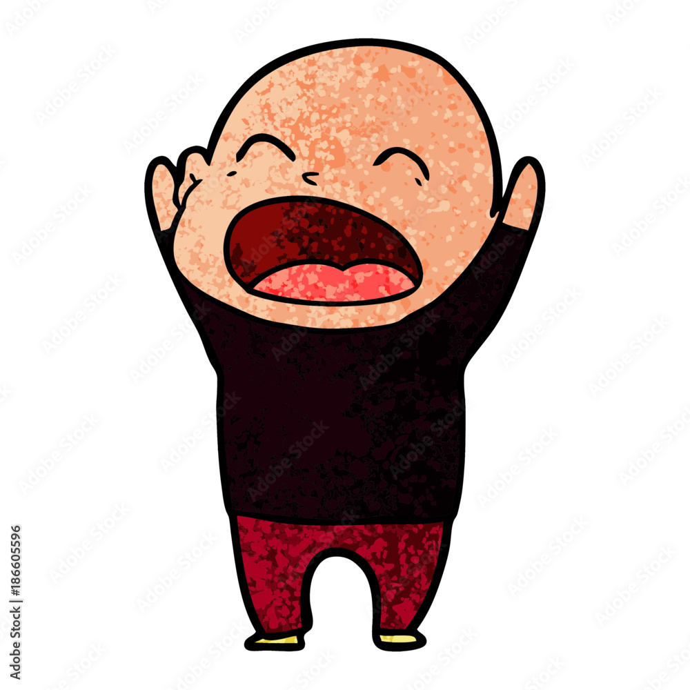 cartoon shouting bald man Stock Vector | Adobe Stock