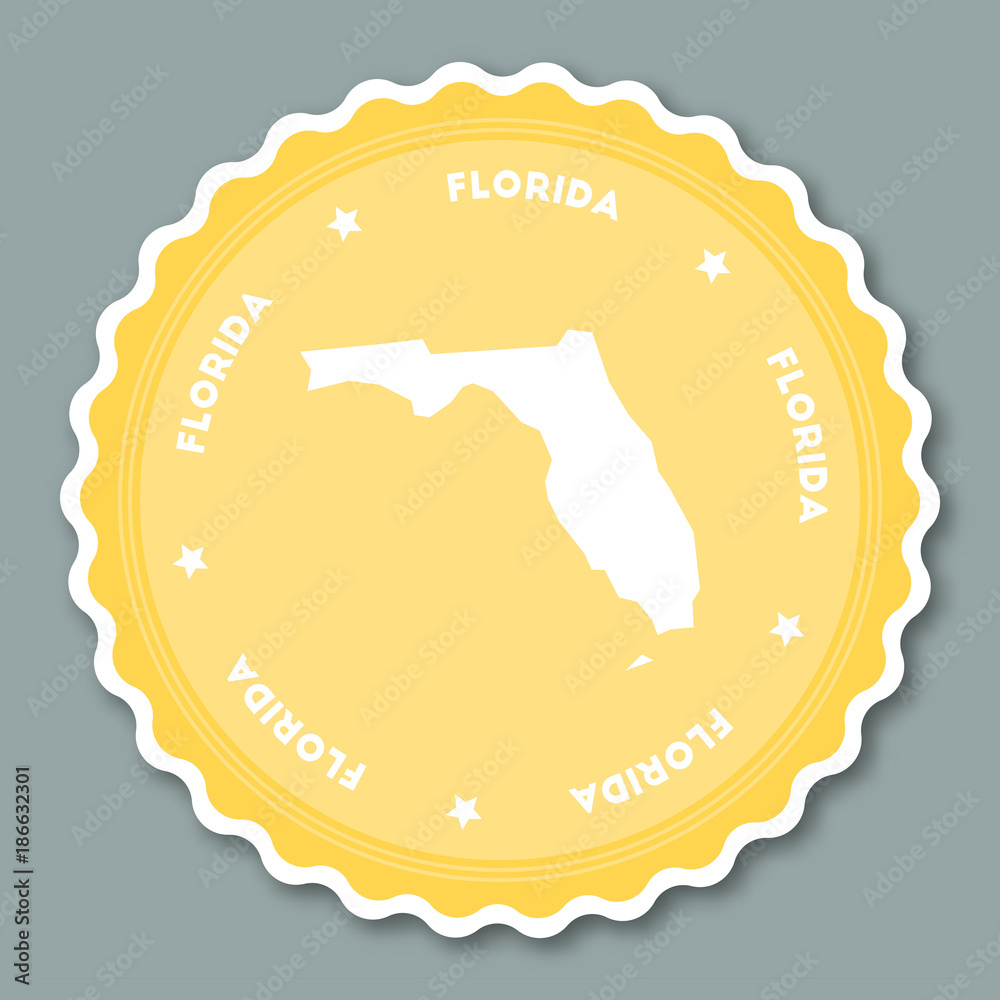 Florida sticker flat design. Round flat style badges of trendy colors ...