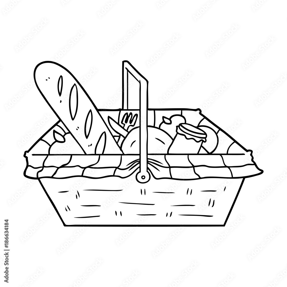 cartoon picnic basket Stock Vector | Adobe Stock