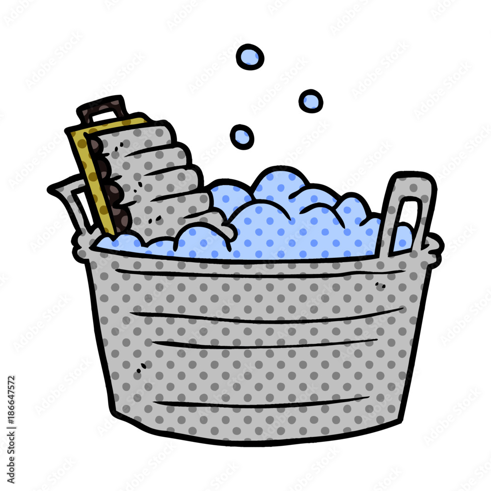 cartoon old laundry washboard and bucket Stock Vector | Adobe Stock