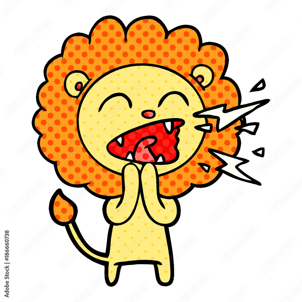 cartoon roaring lion Stock Vector | Adobe Stock