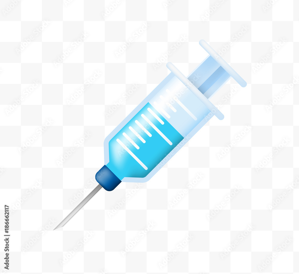 Realistic Cute Syringe Icon on Transparent Background . Isolated Vector ...