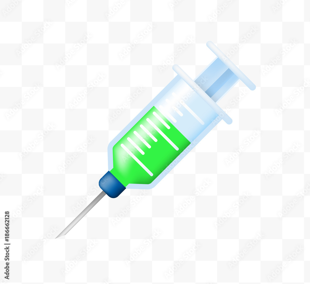 Realistic Cute Syringe with Poison Icon on Transparent Background ...
