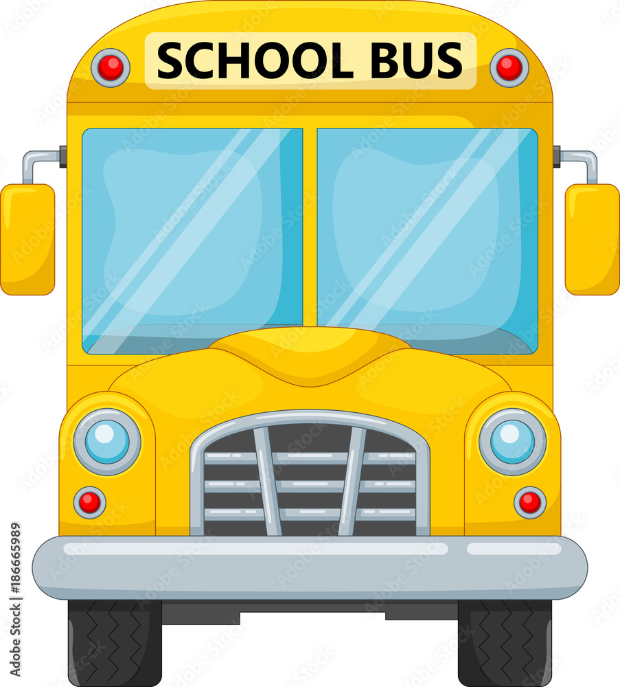 Vector illustration of cartoon school bus isolated on white background ...