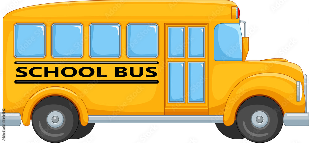 Vector illustration of cartoon school bus isolated on white background ...