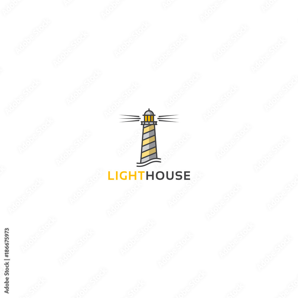 Vector lighthouse geometric illustration for logo, label design ...
