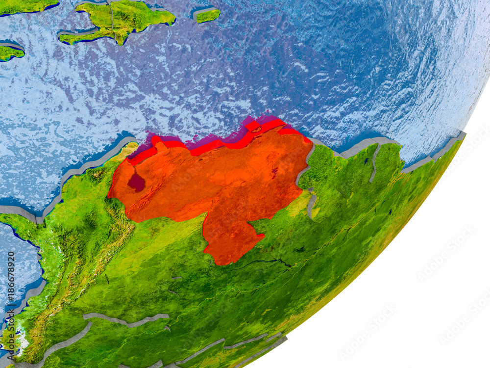 Map of Venezuela on Earth Stock Illustration | Adobe Stock