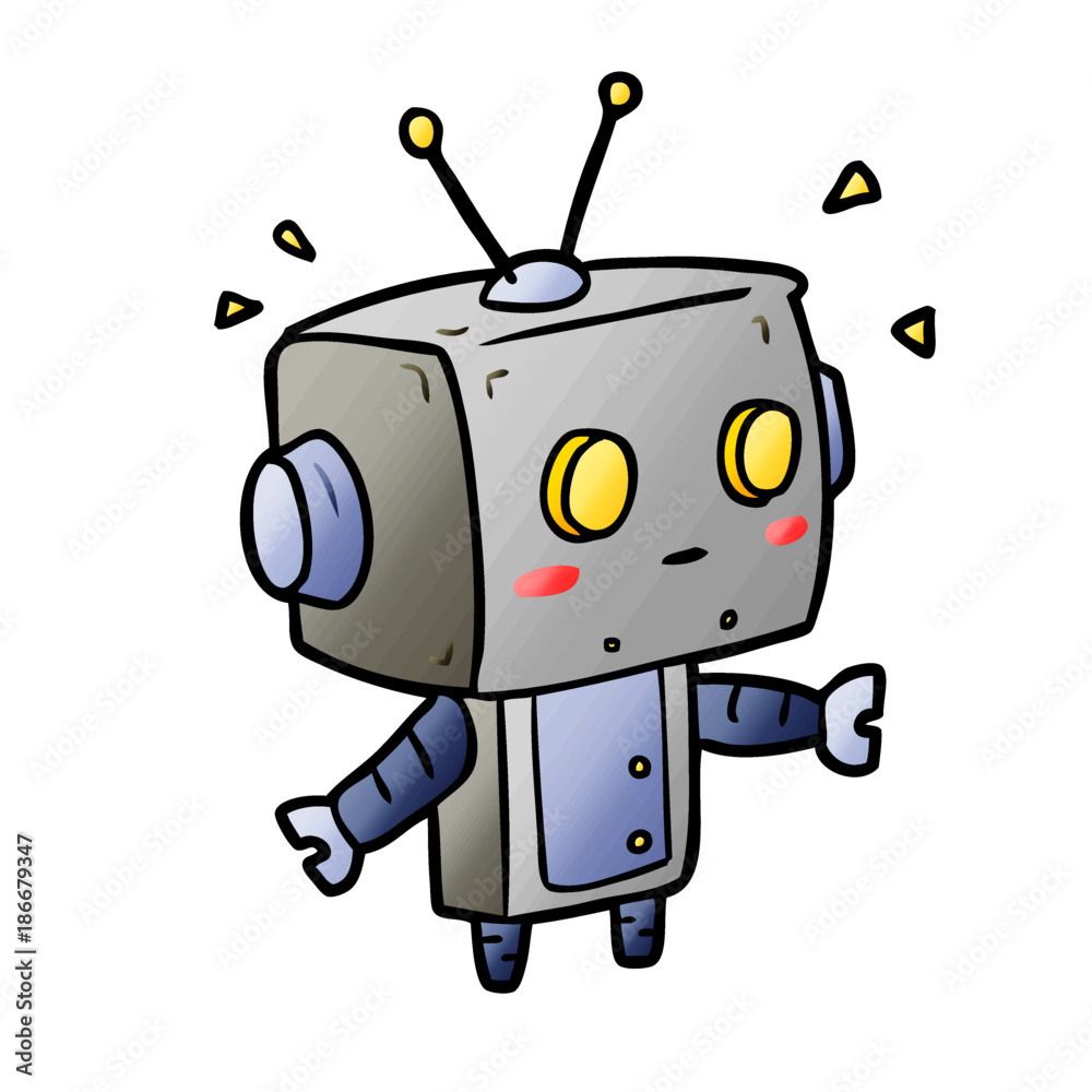 cute cartoon surprised robot Stock Vector | Adobe Stock