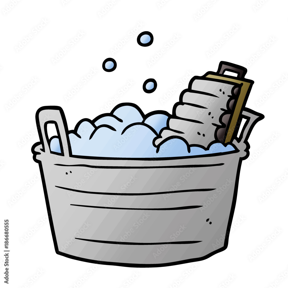 cartoon old laundry washboard and bucket Stock Vector | Adobe Stock