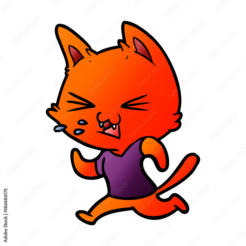 Angry Cartoon Cat Running