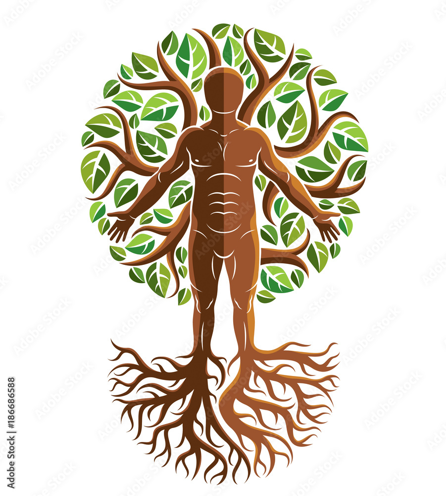 Vector graphic illustration of strong male, body silhouette standing on ...