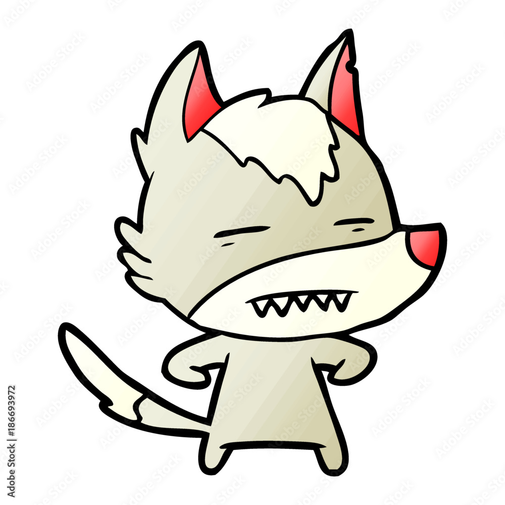 cartoon wolf showing teeth Stock Vector | Adobe Stock