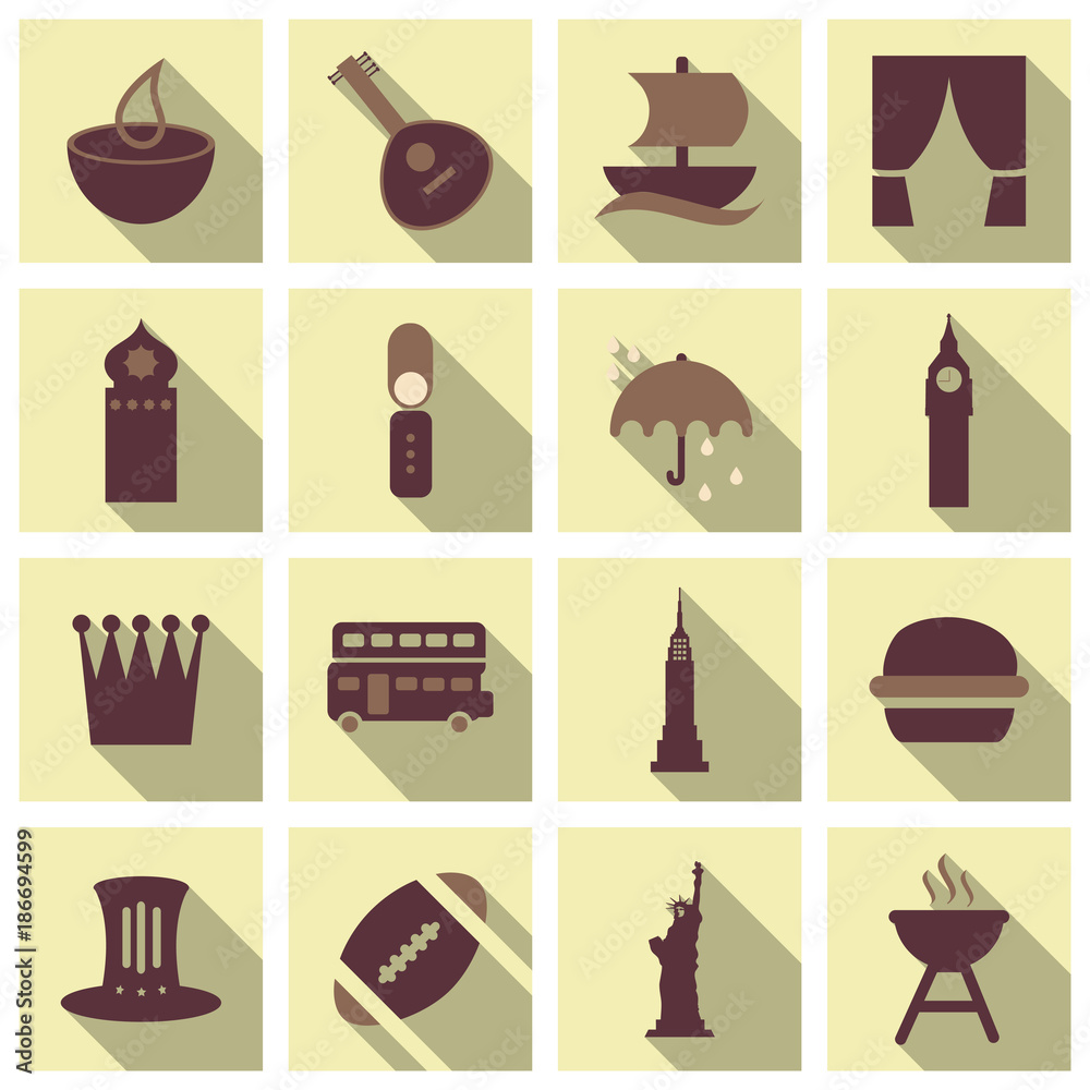 Travel symbols and Tourism signs, vector illustration Stock Vector ...