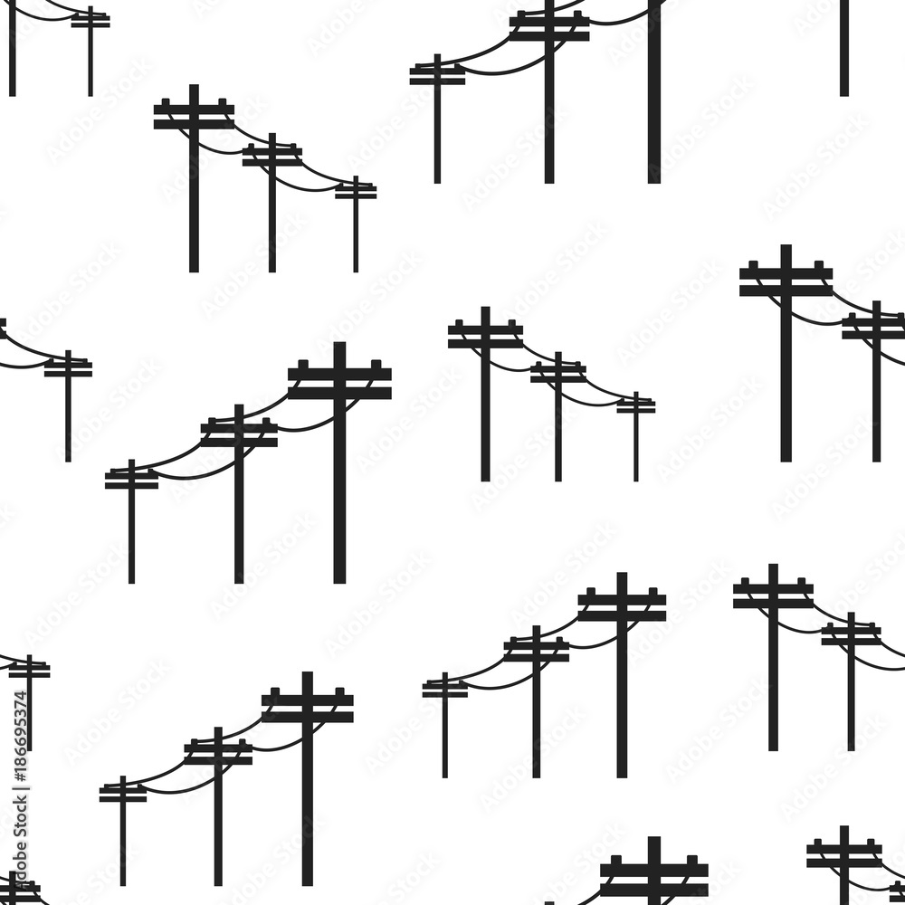 High voltage power lines seamless pattern background. Business flat ...