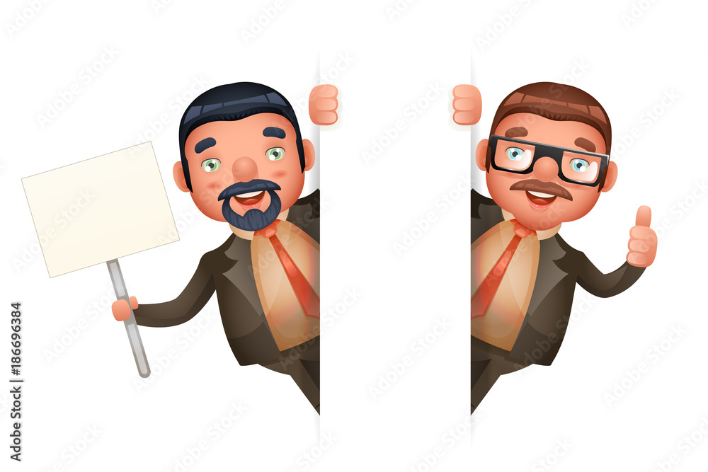 Look Out Corner Cute Businessman Man 3d Realistic Cartoon Character ...