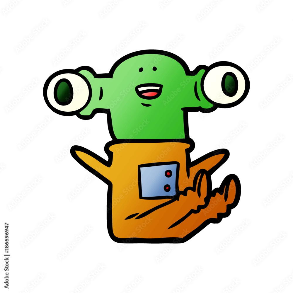 friendly cartoon alien sitting down Stock Vector | Adobe Stock