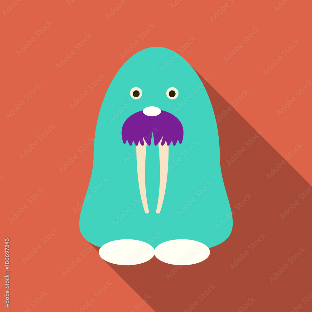 Cartoon fat walrus with big tusks. Vector illustration Stock Vector ...