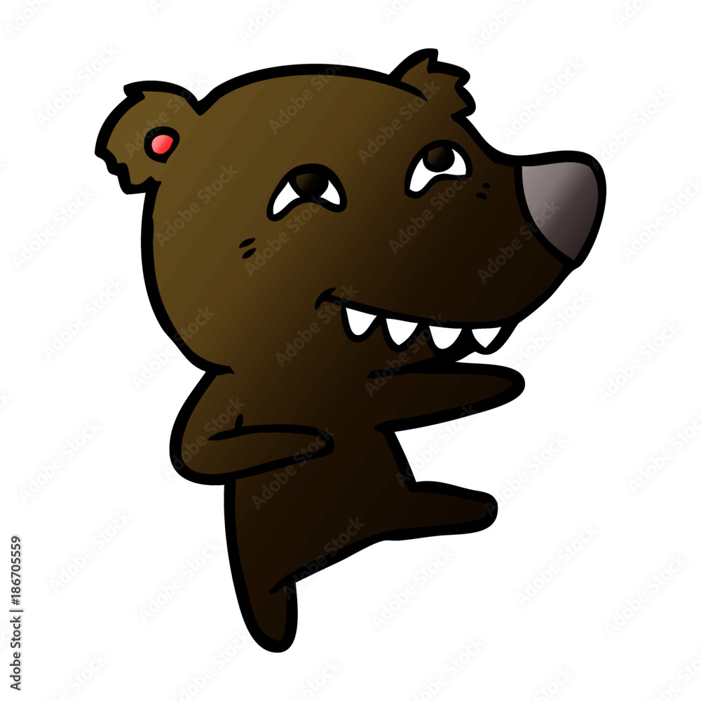 cartoon bear showing teeth while dancing Stock Vector | Adobe Stock