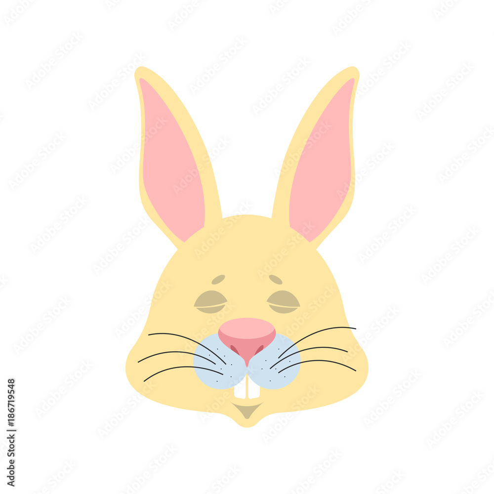 Rabbit sleeping emoji. Hare asleep emotions. Animal dormant. Vector ...