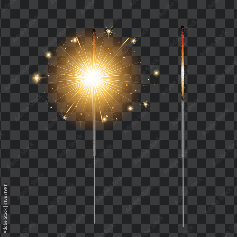 Vector realistic sparkler, transparent background Stock Vector | Adobe ...