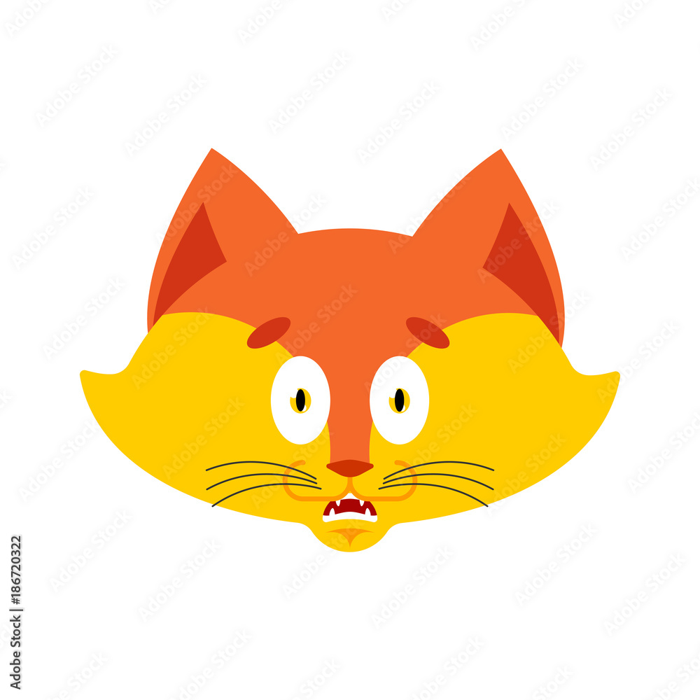 Fox scared OMG avatar. Animal Oh my God emoji. Frightened she-fox ...