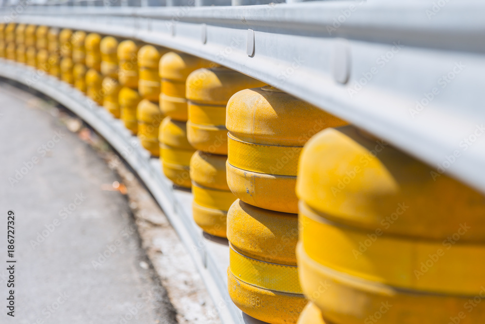 Rolling Guardrail System road curve safety protection with rolling ...