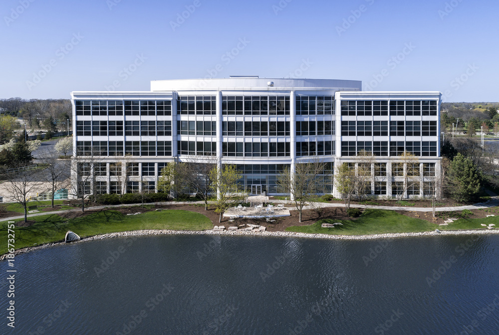 Office Building with Pond Stock Photo | Adobe Stock