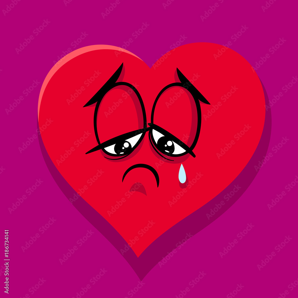 sad broken heart cartoon illustration Stock Vector | Adobe Stock