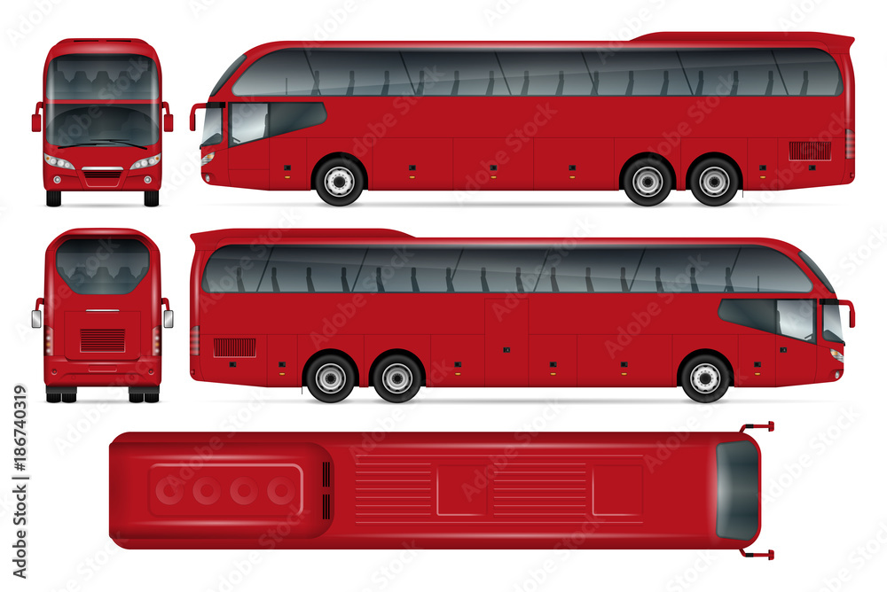 Red bus vector mock-up for advertising, corporate identity. Isolated ...