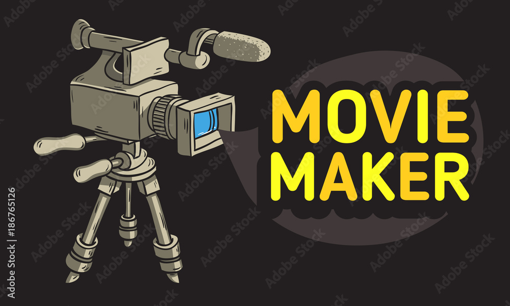 Movie Maker Design With Isolated Video Camera On A Tripod Artistic ...