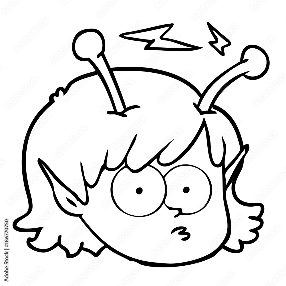 cartoon telepathic alien space girl face Stock Vector | Adobe Stock