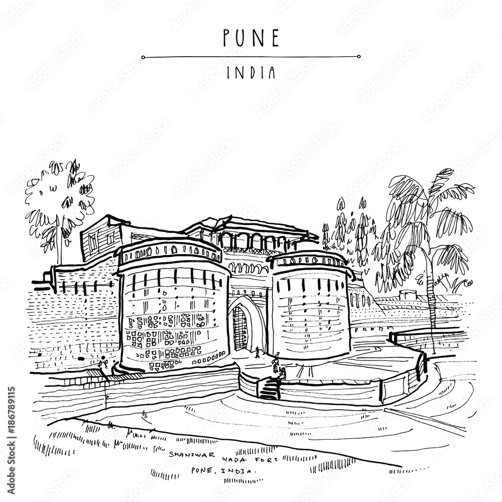 Pune (Puna, Poona), Maharashtra, India. Shaniwar Wada fort, historical ...