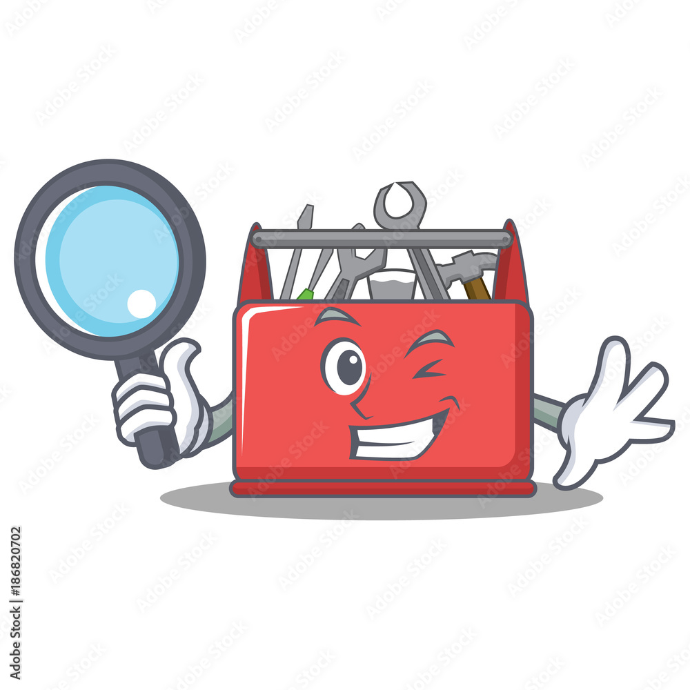 Detective tool box character cartoon Stock Vector | Adobe Stock