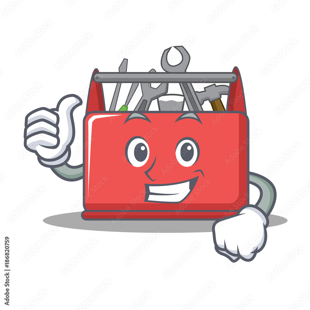 Thumbs up tool box character cartoon Stock Vector | Adobe Stock