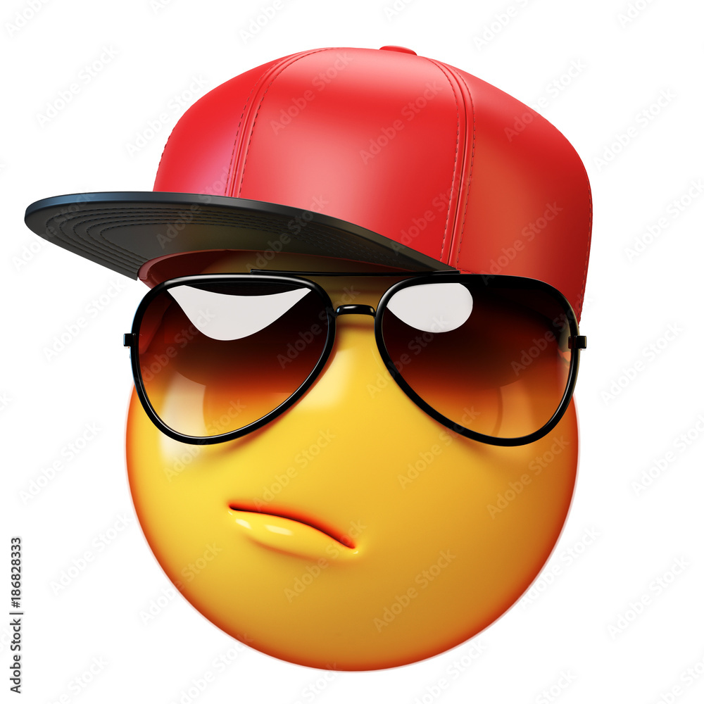 Cool Emoji Isolated On White Background Swag Emoticon With Sunglasses