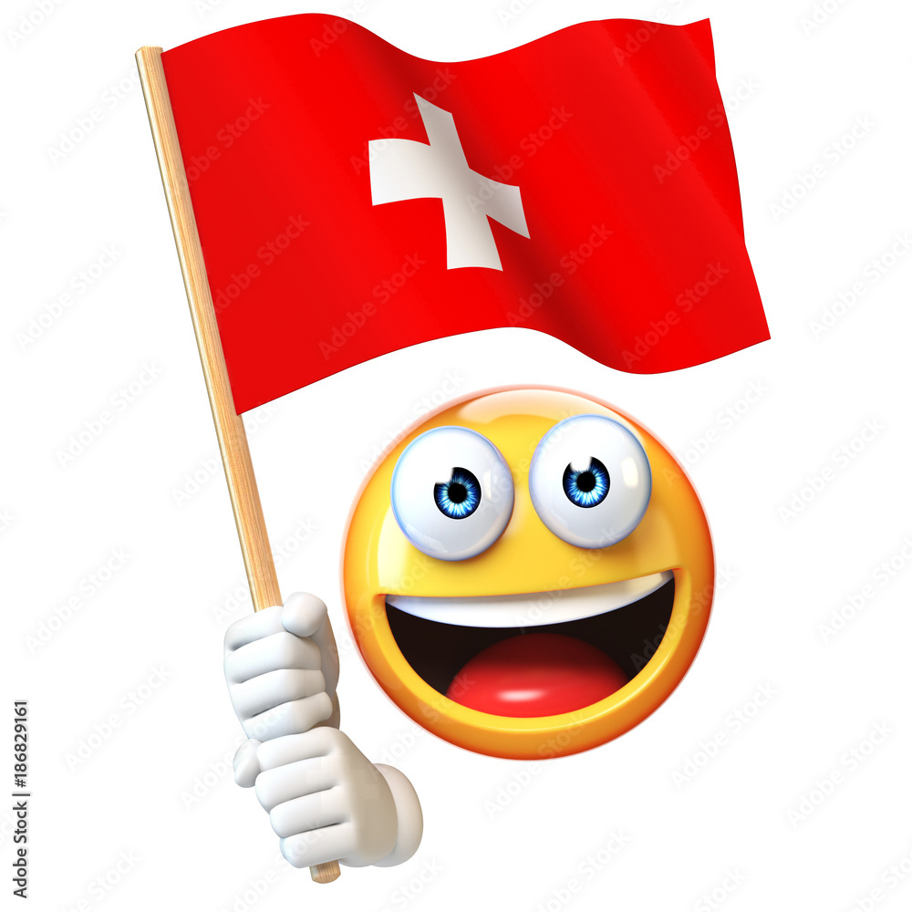 Emoji Holding Swiss Flag Emoticon Waving National Flag Of Switzerland Emoji Holding Swiss Flag Emoticon Waving National Flag Of Switzerland