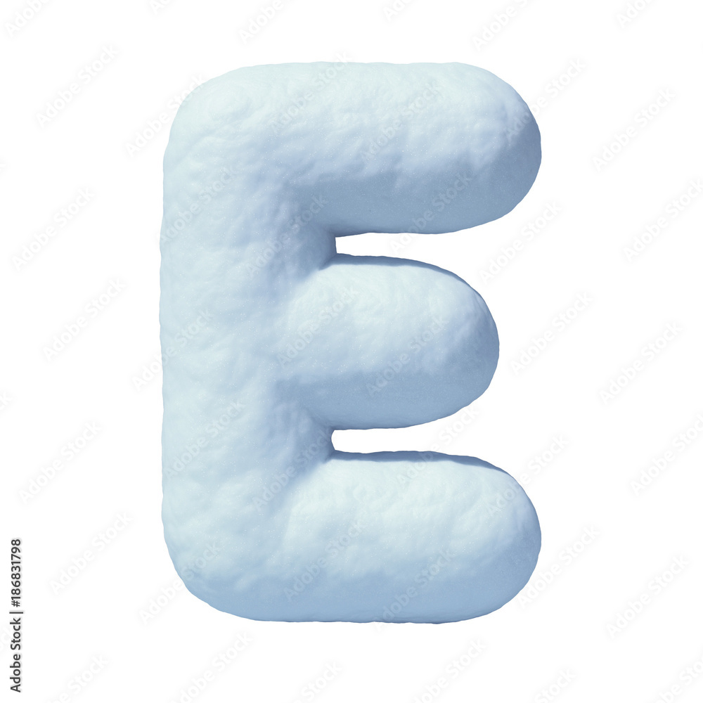 Snow font 3d rendering letter E Stock Illustration | Adobe Stock