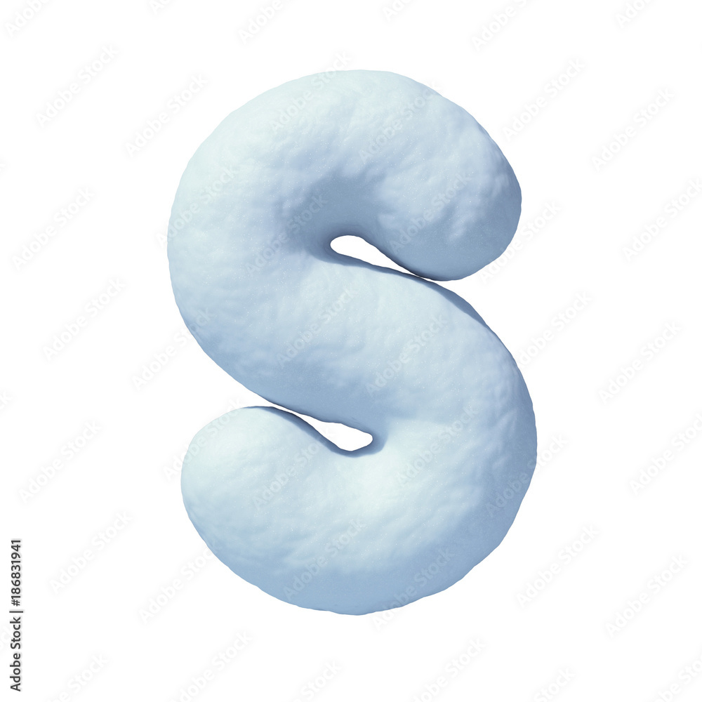 Snow font 3d rendering letter S Stock Illustration | Adobe Stock