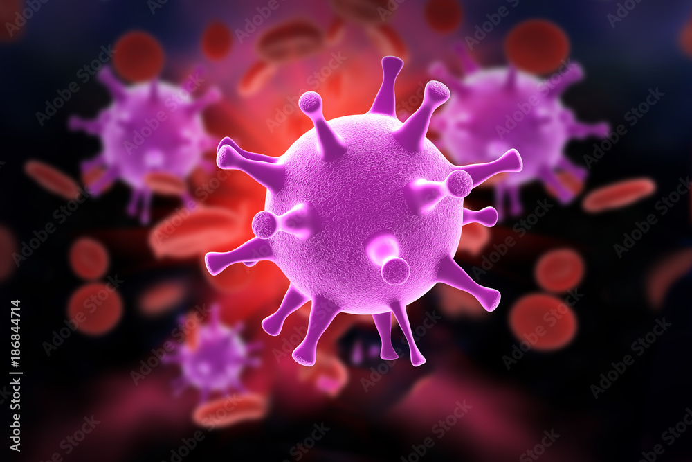 HIV Virus in Blood Stream in color background Stock Photo | Adobe Stock