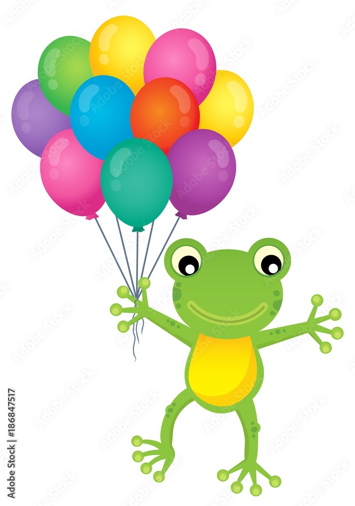 Frog with party balloons theme image 1 Stock Vector | Adobe Stock
